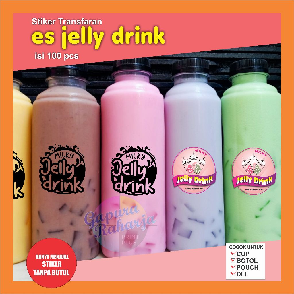 Jual Stiker Es Jelly Drink Transfaran isi 100 | Shopee Indonesia