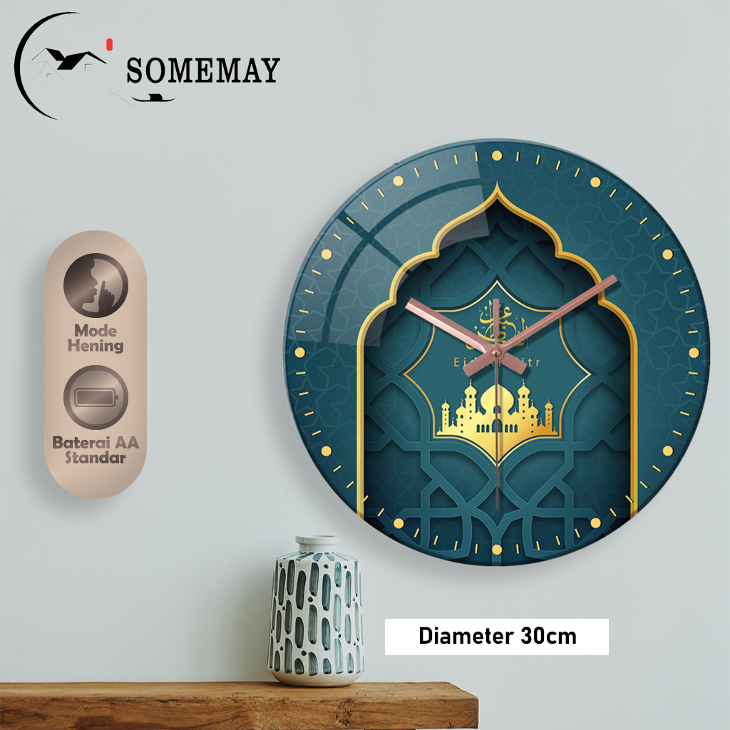 Jual SOMEMAY Jam Dinding Kaca kaligrafi arab islami M23-M28/ Jam ...
