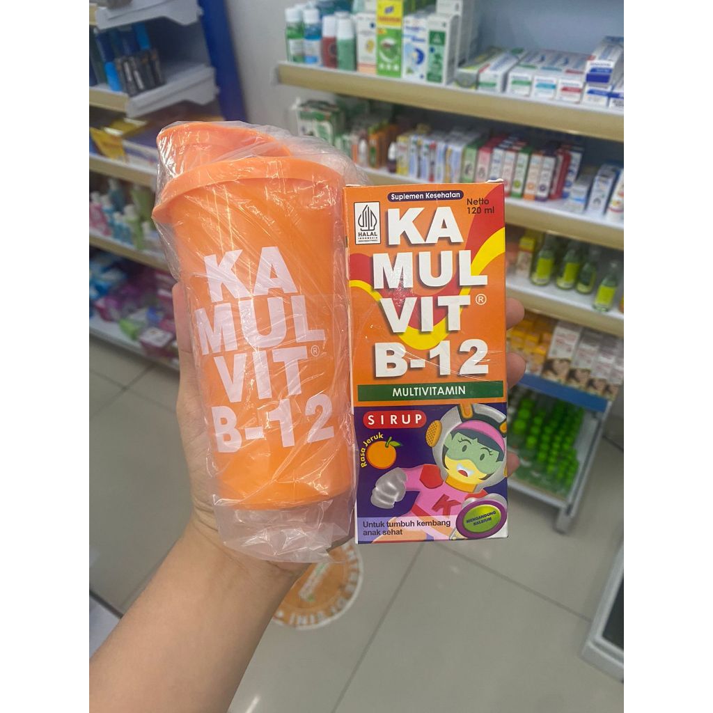 Jual KAMULVIT B12 SIRUP RASA JERUK MULTIVITAMIN UNTUK ANAK (BONUS GELAS ...