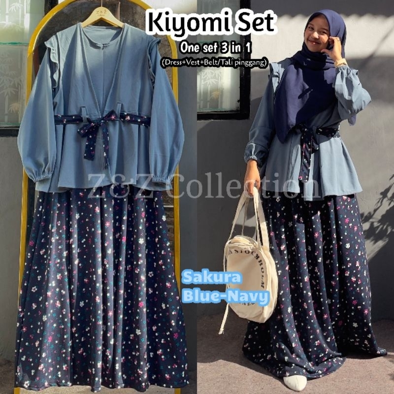 Jual Kiyomi Set 3 in 1 (Gamis+vest+belt/tali pinggang) | Shopee Indonesia