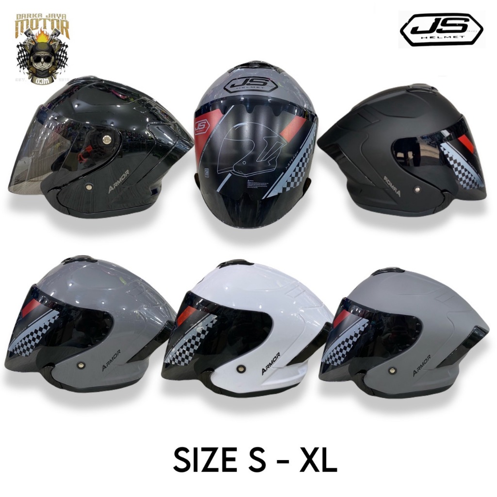 Jual {ORIGINAL} HELM HALF FACE JS ARMOR SOLID FULLSET PAKET GANTENG ...