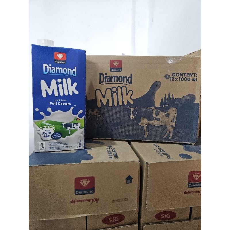 Jual Susu UHT Diamond Full Cream Plain 1 Karton (isi 12 Liter) | Shopee Indonesia