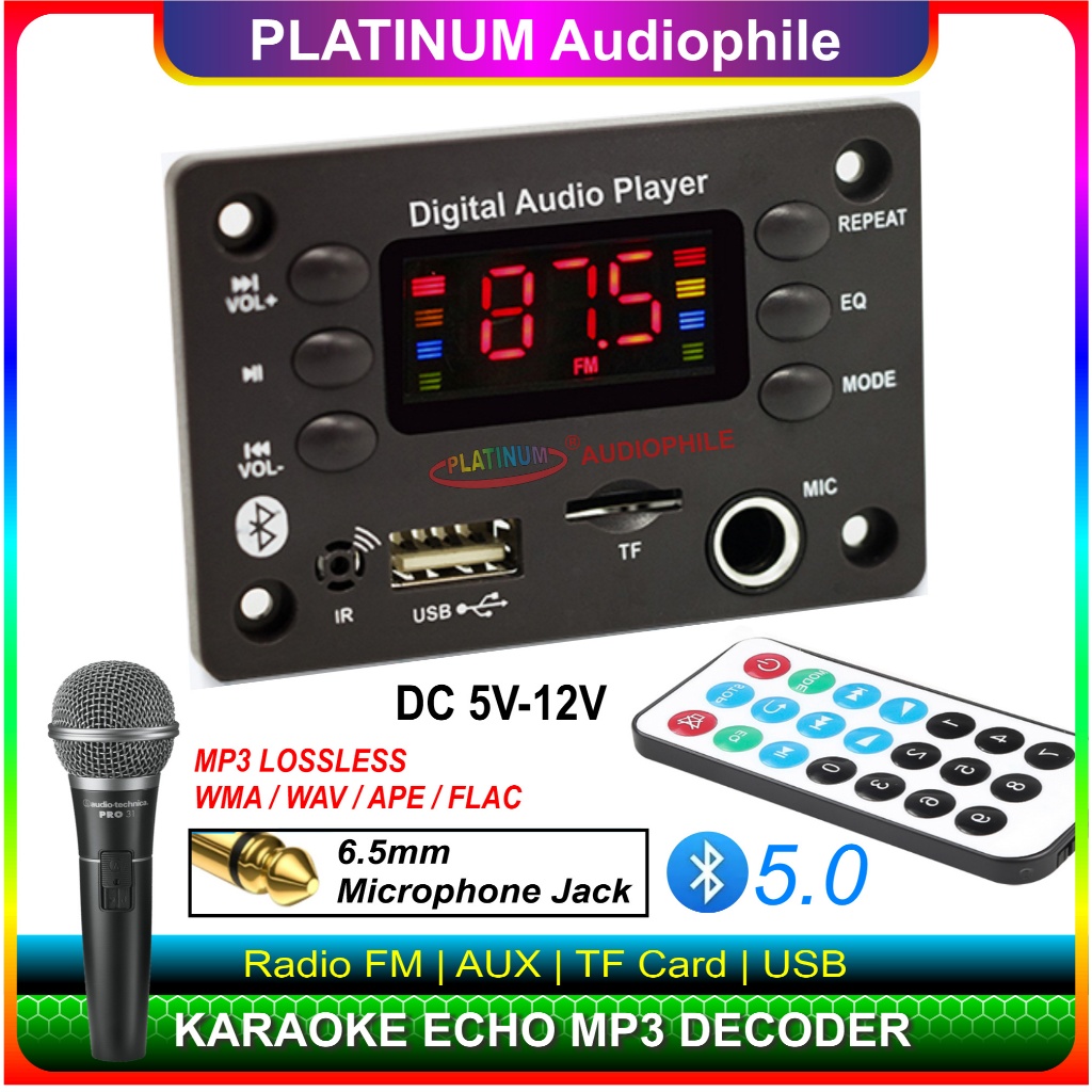 Jual Modul MP3 Bluetooth Decoder Karaoke Microphone Echo FM Radio AUX ...
