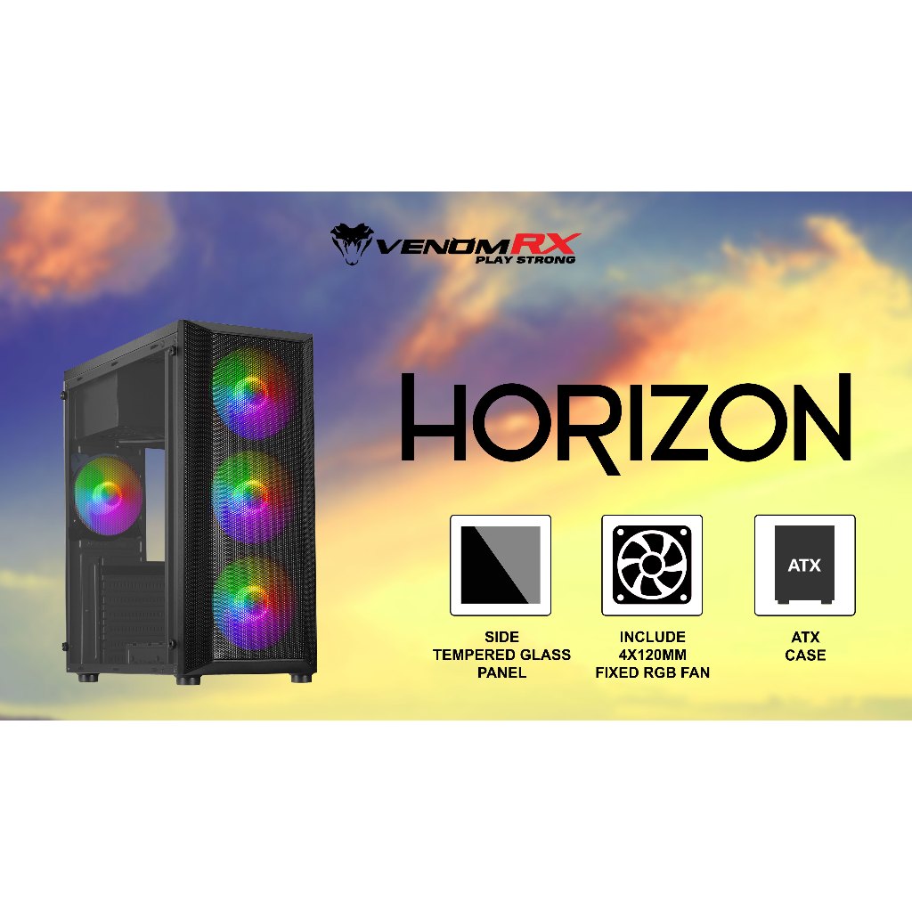 Jual Venom Rx Case Horizon - 4 Fan ARGB Venomrx Tempered Casing ...