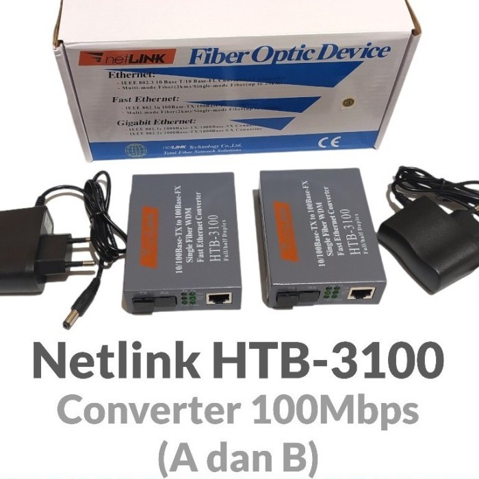 Jual Converter HTB-3100 AB Netlink SC SC CONVERTER Fiber Optik to LAN RJ45 Sepasang | Shopee ...
