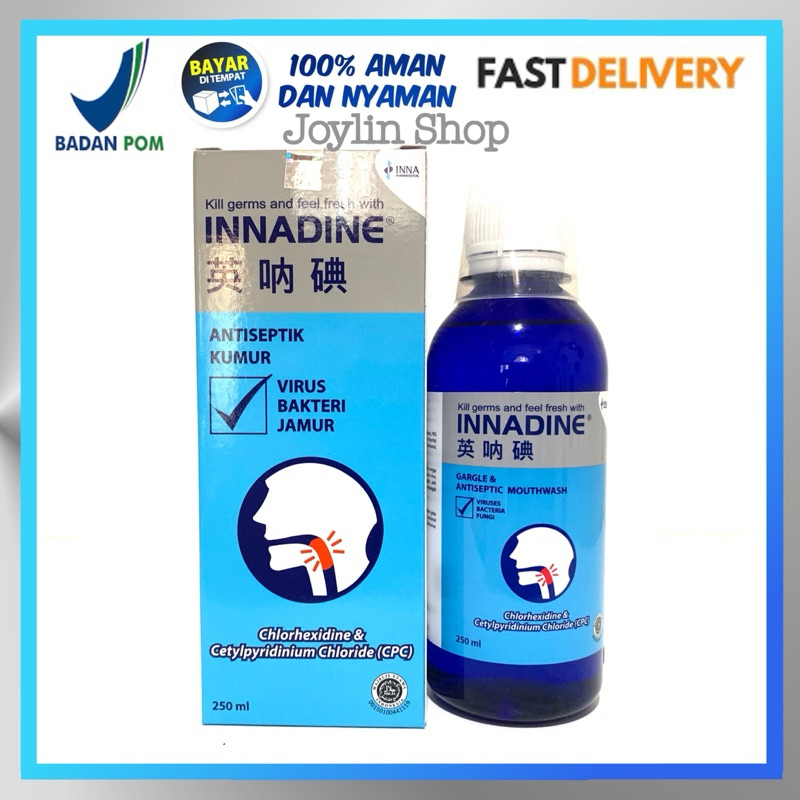 Jual INNADINE Gargle & Antiseptic Mouthwash / Obat Kumur Antiseptik 250ml | Shopee Indonesia