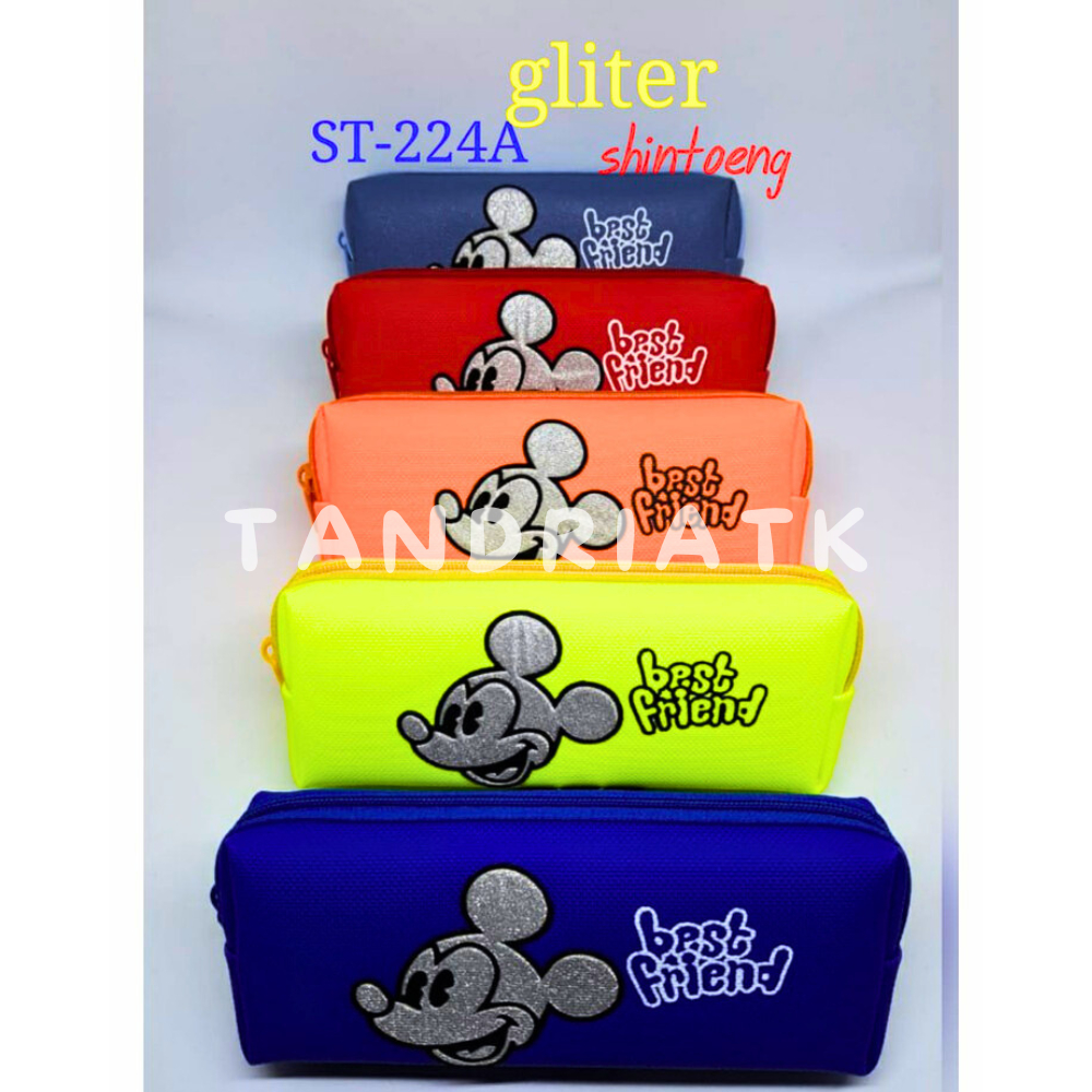 Jual Tempat Pensil Kain Kotak Pensil Gliter Shin Toeng Mickey Mouse ST ...