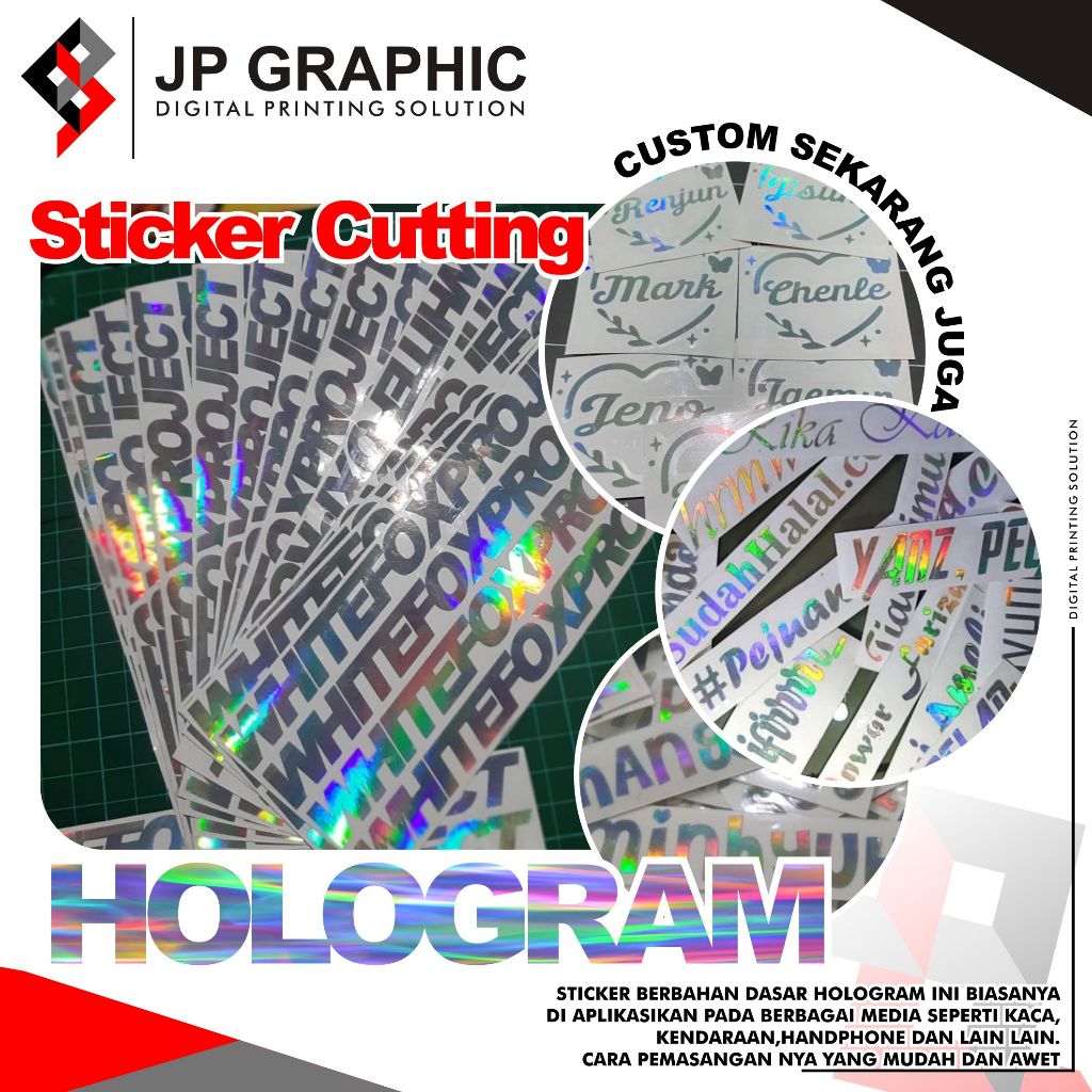 Jual STICKER CUTTING HOLOGRAM CUSTOM NAMA SIAP TEMPEL UKURAN TOTAL ...