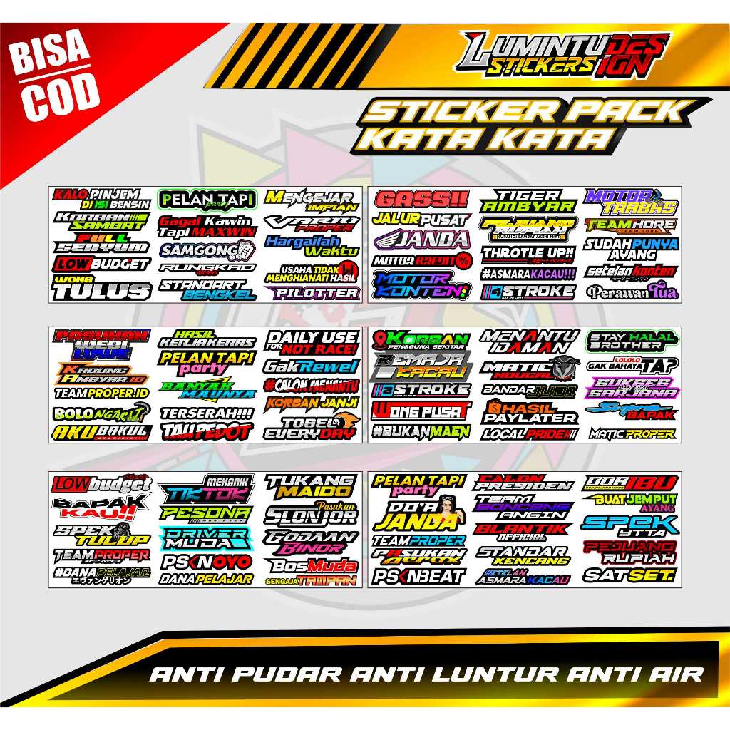 Jual STICKER PACK KATA KATA VIRAL / STICKER KATA KATA TERBARU / STICKER ...