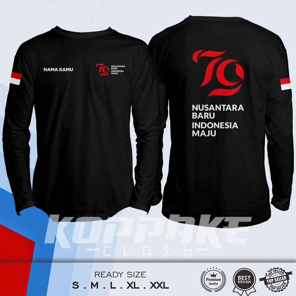 Jual Kaos Dirgahayu HUT RI Ke 79 Kemerdekaan Indonesia Logo Gratis Nama Kamu DB Lengan Panjang ...