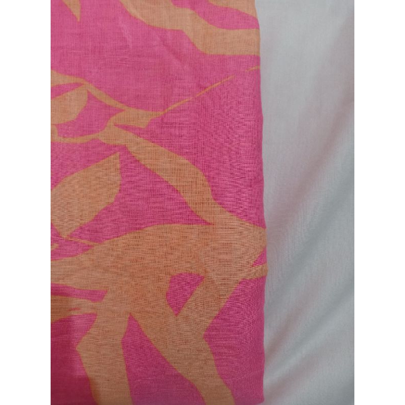 Jual KAIN PURE LINEN MOTIF DAUN KUNING DASAR PINK (170 cm = Rp60.000 ...