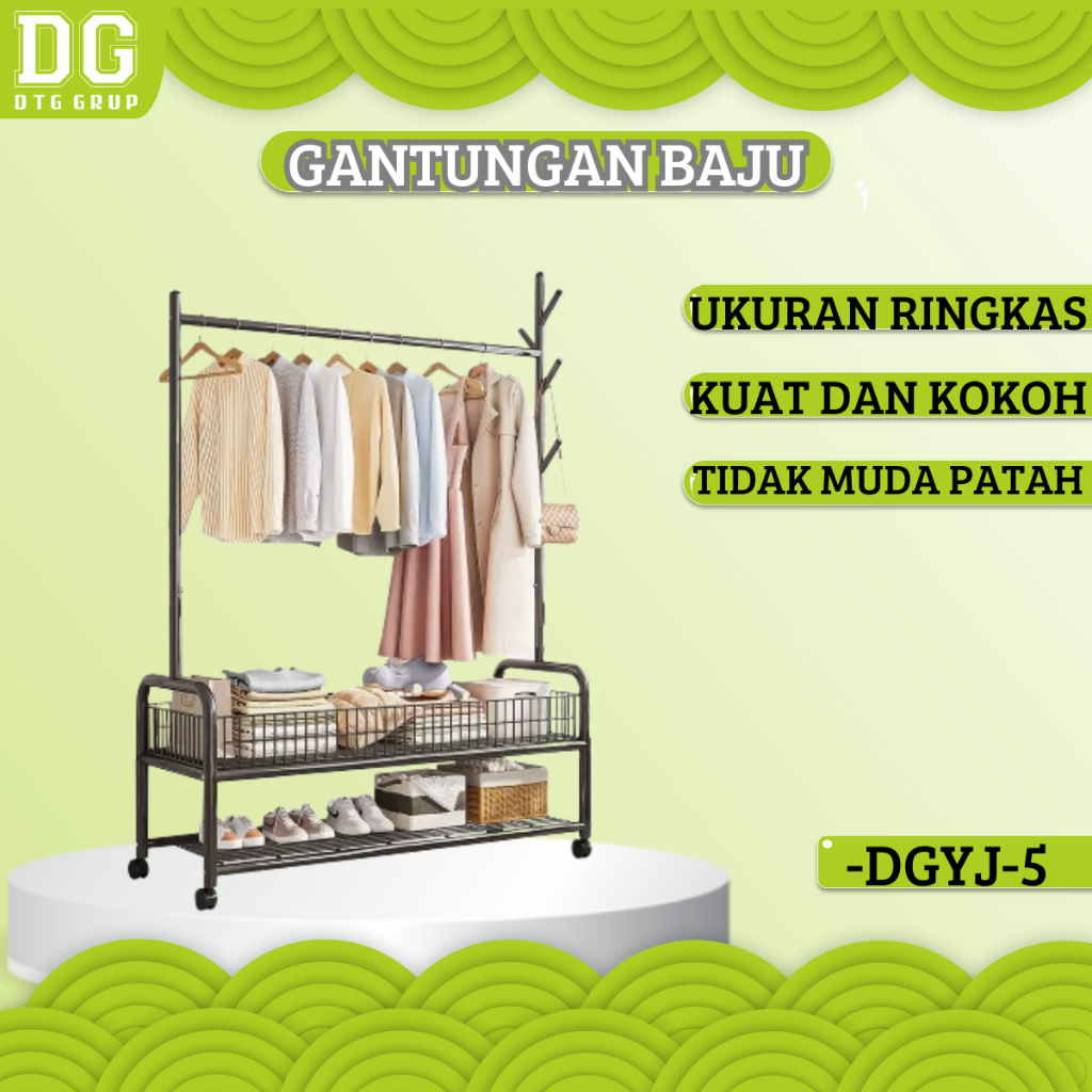 Jual Stand Hanger Penyimpanan Baju dengan Rak Sepatu Gantungan Baju ...