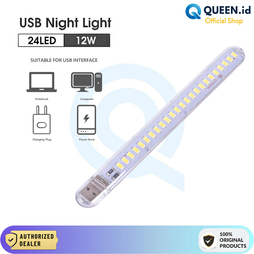 Jual QUEEN LED 24 12W WHITE - Lampu LED USB PORT Strip Lampu Emergency ...