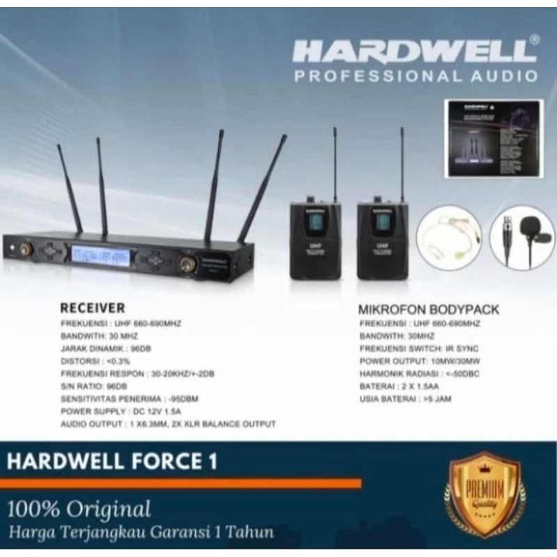 Jual Mic Wireless Hardwell Force 1 Original Headset Jepit | Shopee ...
