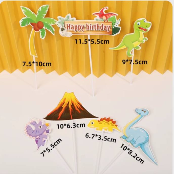 Jual CAKE TOPPER SET TEMA DINO DEKORASI CAKE ULANG TAHUN ANAK | Shopee ...