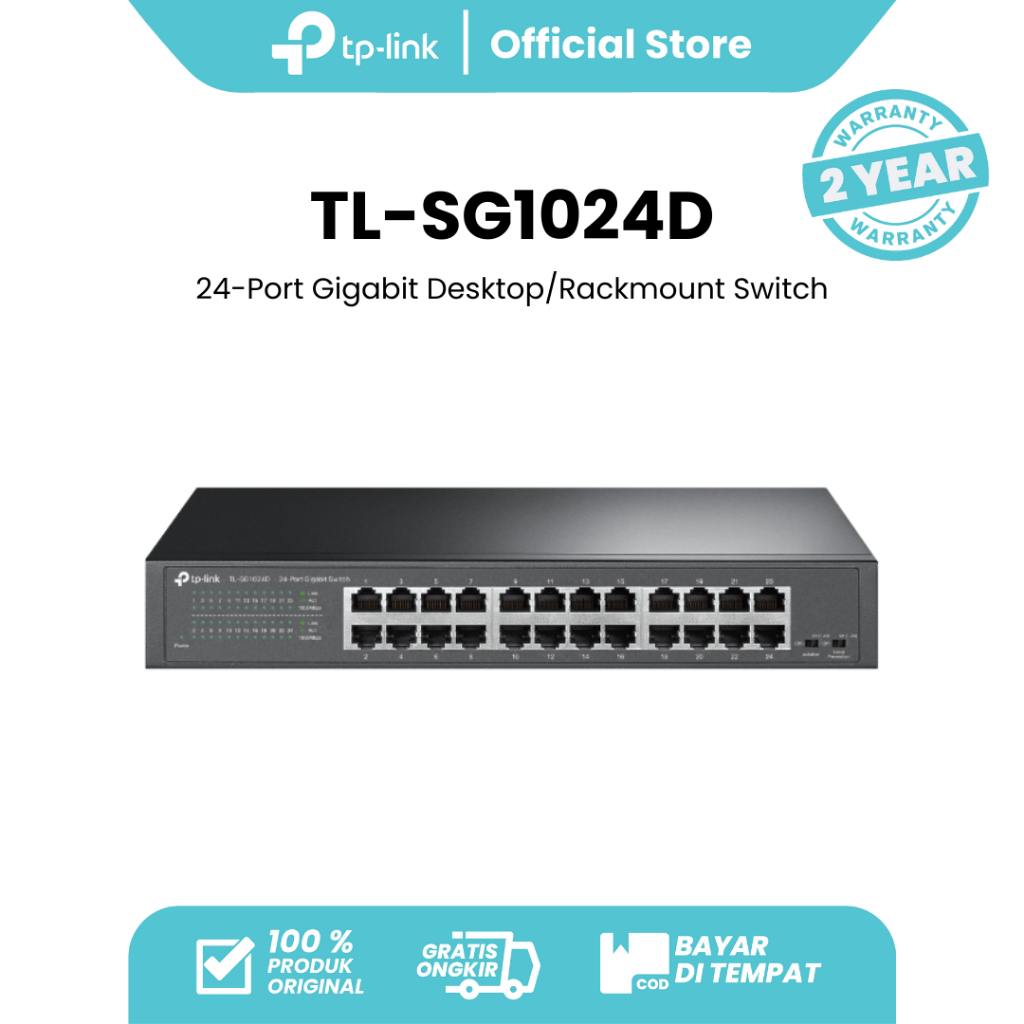 Jual TP-Link TL-SG1024D | 24 Port Gigabit Ethernet Switch | Unmanaged ...