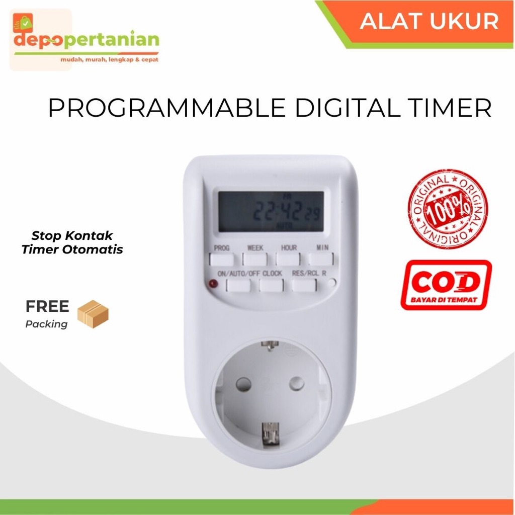 Jual Depo Pertanian Programmable Digital Timer Switch Stop Kontak 16 Program On Off Eu