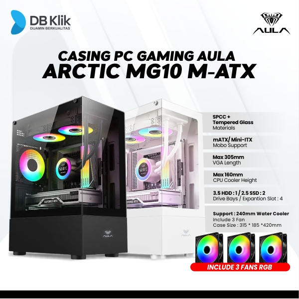 Jual Casing PC Gaming AULA ARCTIC MG10 M-Atx Include 3 Fan- Gaming Case ...