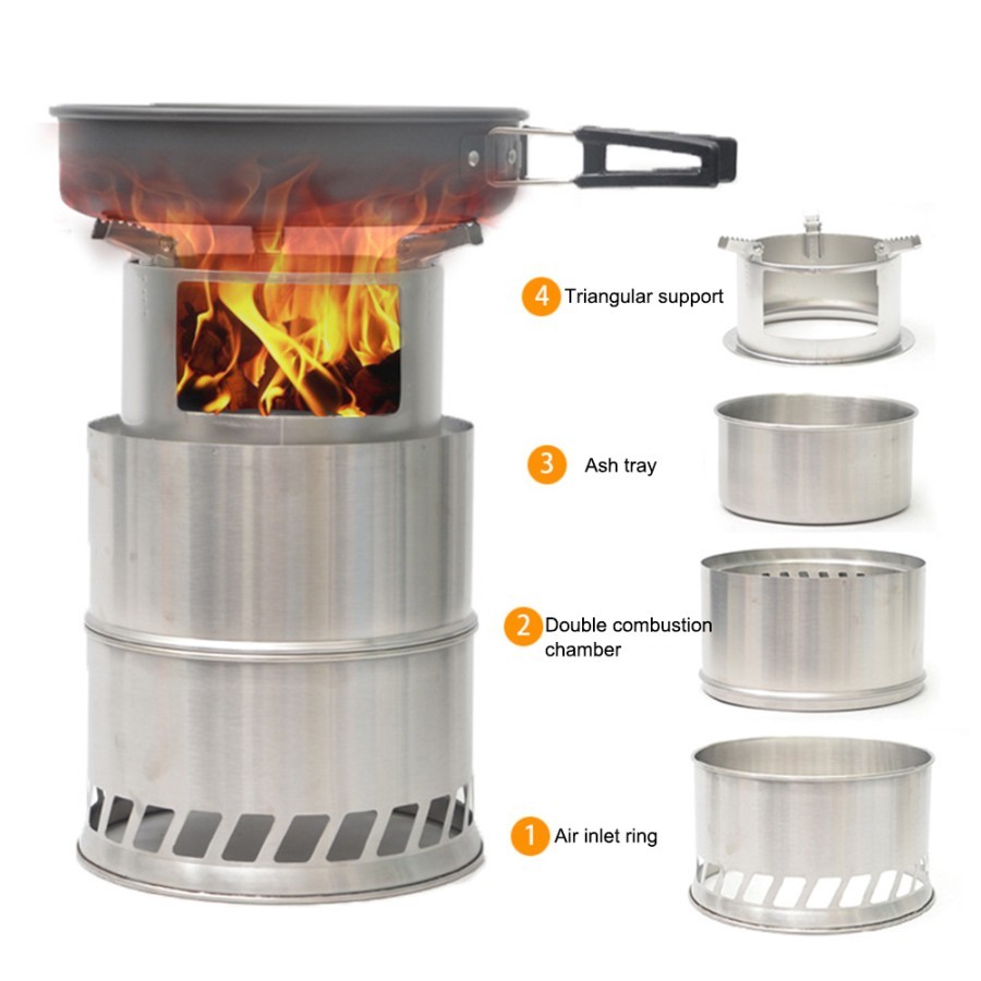 Jual SOTTO Kompor kayu Portable Outdoor Camping Mini Stove Stainless ...