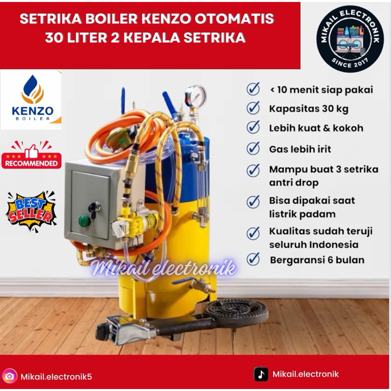 Jual BOILER SETRIKA UAP FULL OTOMATIS KENZO 30 LITER 2 KEPALA SETRIKA ...