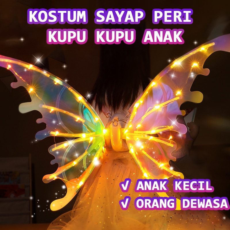 Jual Kostum Sayap Peri Kupu Kupu Anak / Mainan Bercahaya Dengan Musik ...