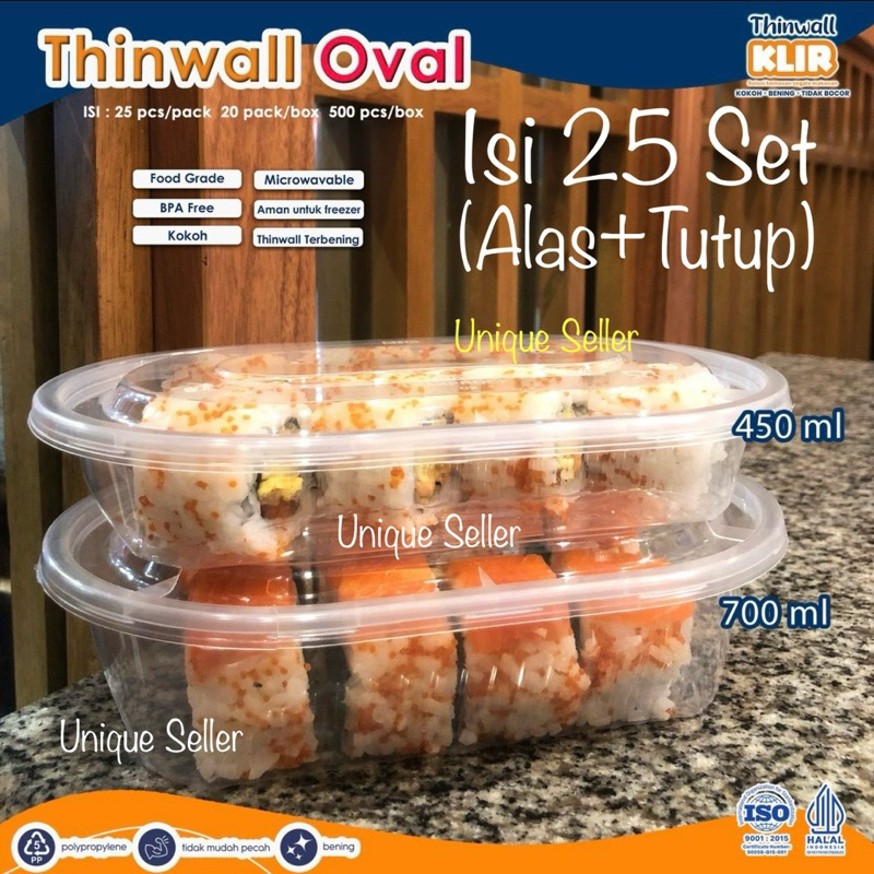 Jual [Isi25] Thinwall Oval 450 700 ml KLIR / Thinwall Thinwal Oval 450ml 700ml KLIR / Kotak ...