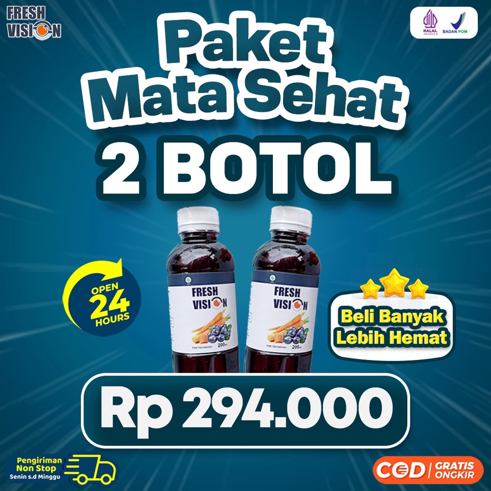 Jual Paket Mata Sehat 2 Botol Fresh Vision Original Vitamin Madu Solusi ...