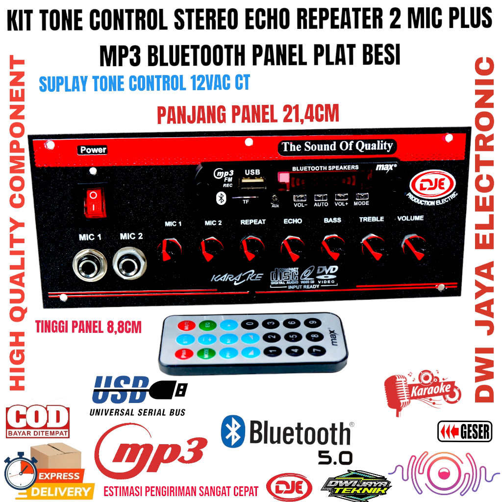 Jual Stereo Tone Control Hybris MP3 Bluetooth + Panel Tone Echo Repeter ...