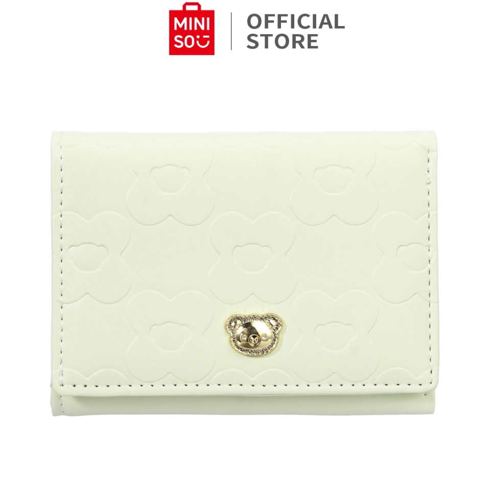 Jual MINISO Dompet Lipat Cewek Lucu Printed Bear Trifold Short Wallet ...