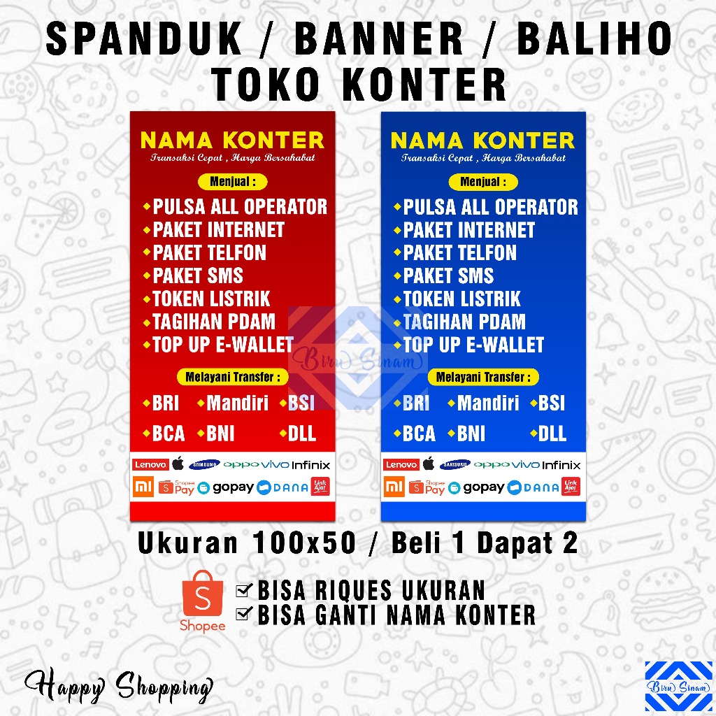 Jual Banner Spanduk TOKO KONTER Ukuran 50X100 CM ( BELI 1 DAPAT 2 ) MURAHHHH | Shopee Indonesia