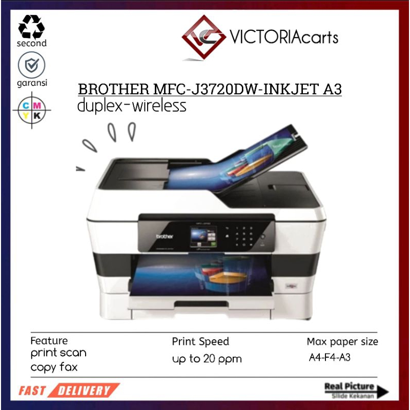 Jual Brother A3 MFC-J3720DW Print Copy Scan Fax Multifungsi second siap ...