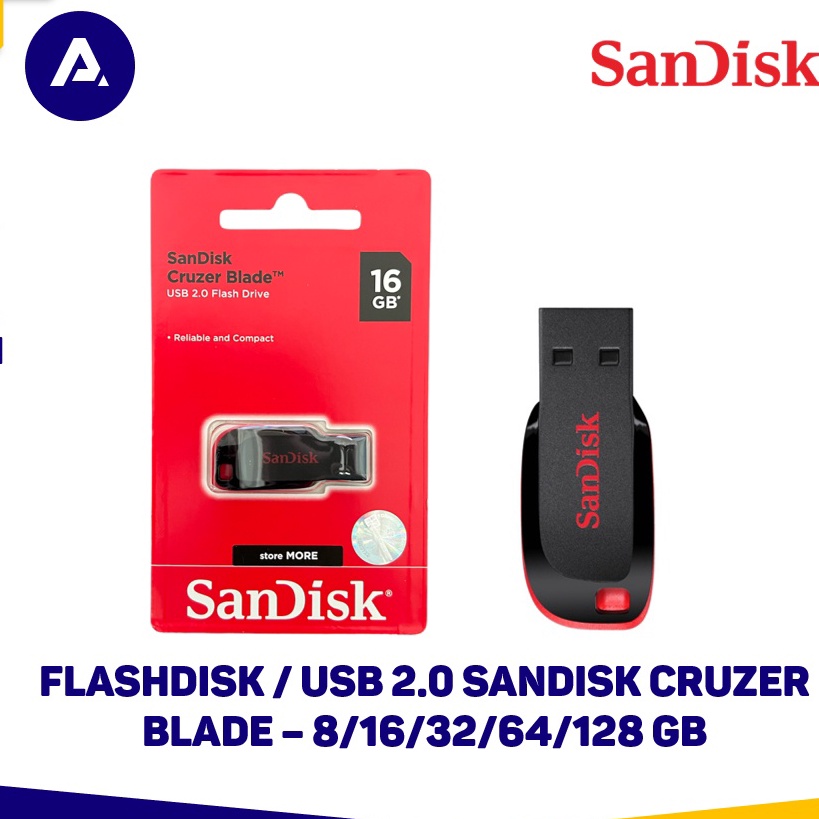 Jual New Flashdisk Sandisk Cruzer Blade 8GB 16GB 32GB 64GB 128GB USB 2 ...