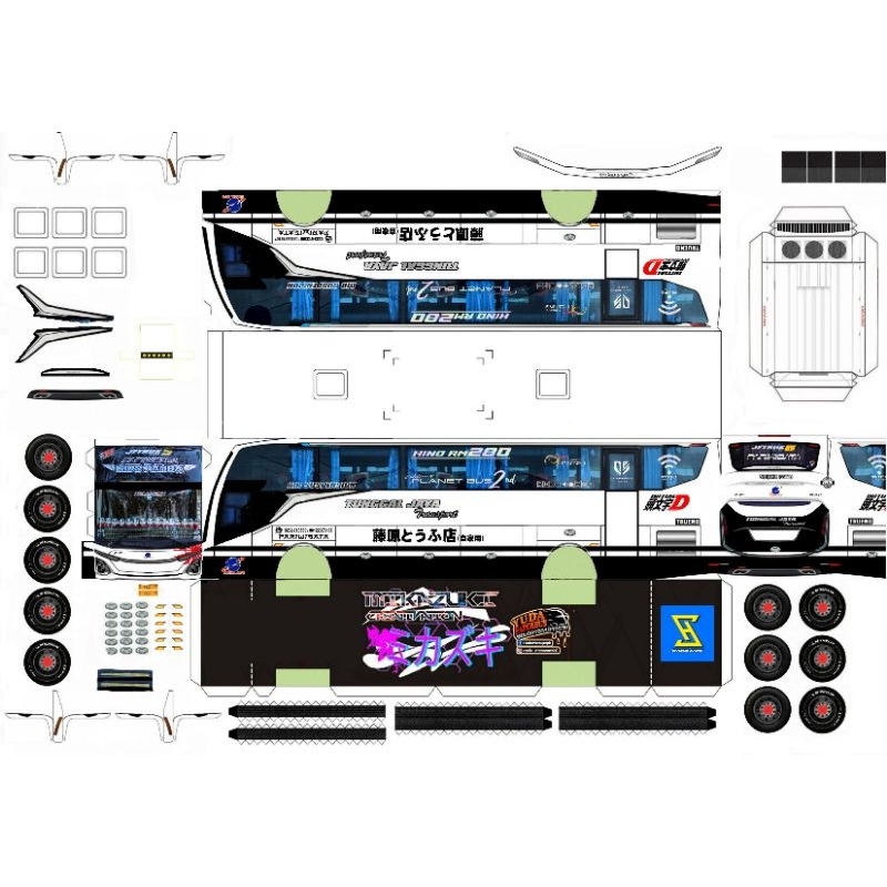 Jual lembaran papercraft bus tunggal jaya KIDS PANDA Takumi Blac pink ...