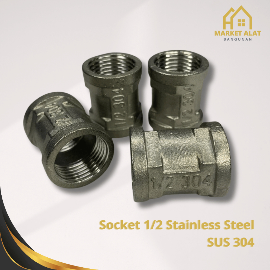 Jual Socket 1/2 Drat Dalam Stainless Steel SUS 304 / Fitting Pipa Soket ...