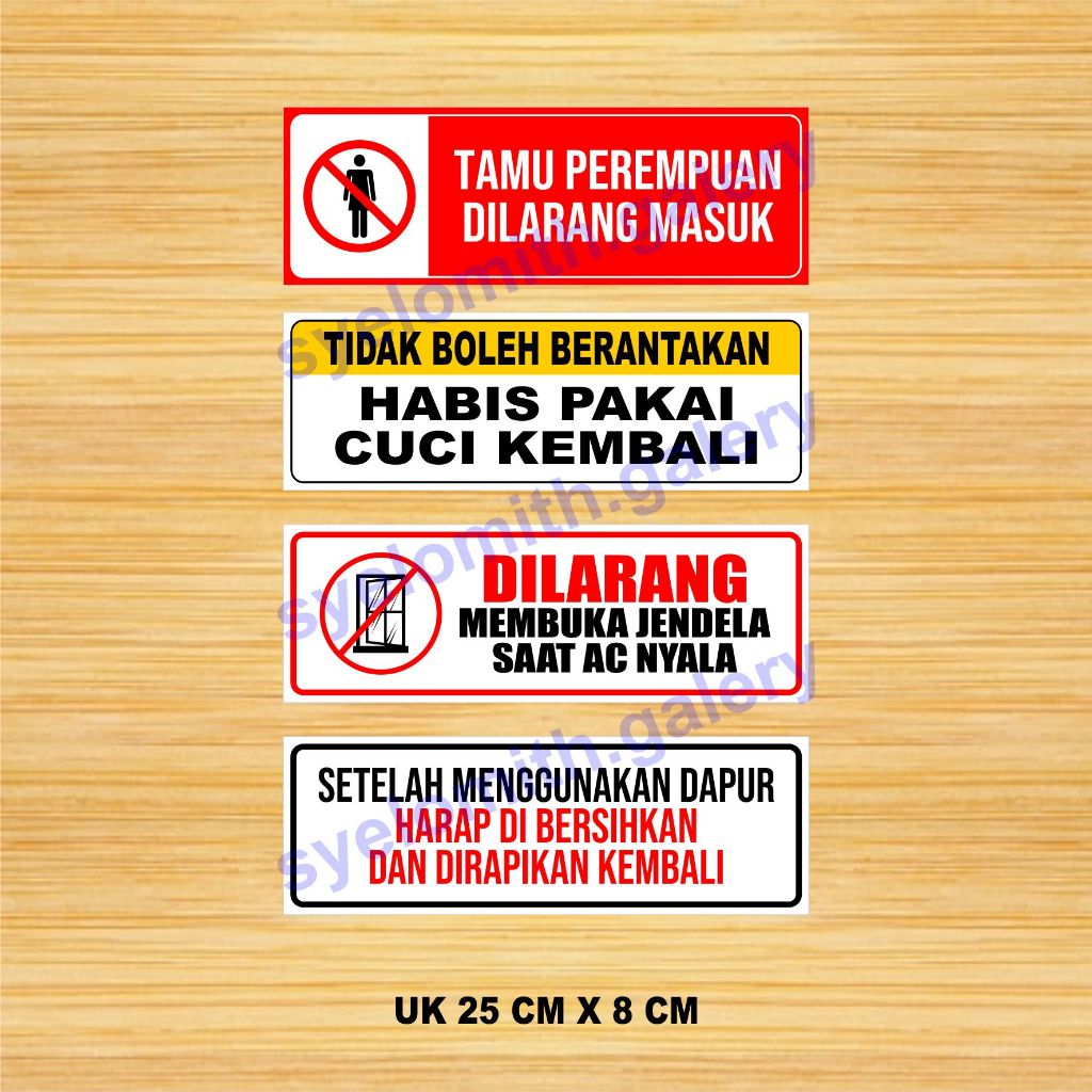 Jual STIKER TAMU PEREMPUAN DILARANG MASUK - STIKER HABIS PAKAI CUCI ...