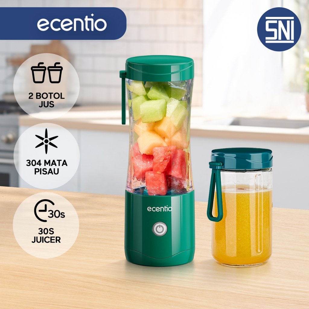 Jual ecentio Blender Mini 6 Pisau 2 botol 380ML+380ML Portable Juicer Ice Crusher Elektrik ...