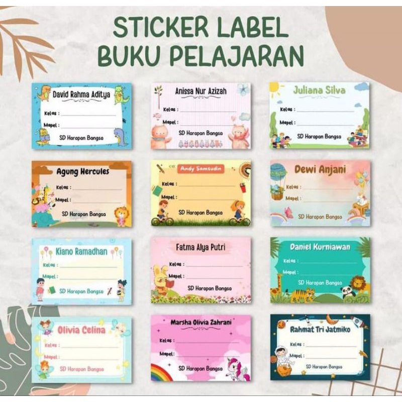 Jual STIKER LABEL PELAJARAN FREE DESIGN NAMA | Shopee Indonesia