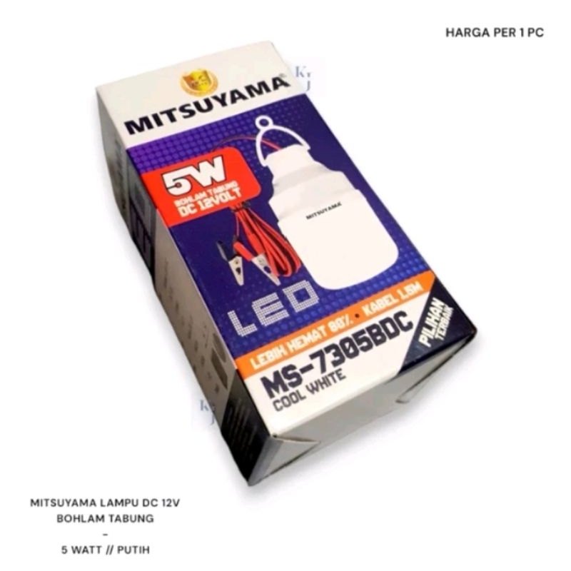 Jual Lampu Bohlam LED DC 12V 5W 5Watt Mitsuyama colok Aki Atau Solar Panel Model Tabung | Shopee ...