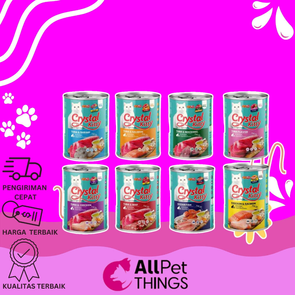 Jual Crystal Kitty Kaleng All Life Stages 400gr Wet Food Makanan Kucing ...