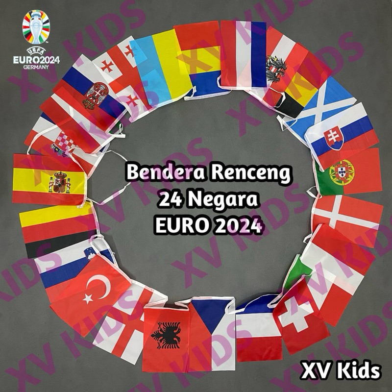 Jual Bendera Dekorasi Piala Eropa EURO 2024 Bendera Renceng Negara EURO ...