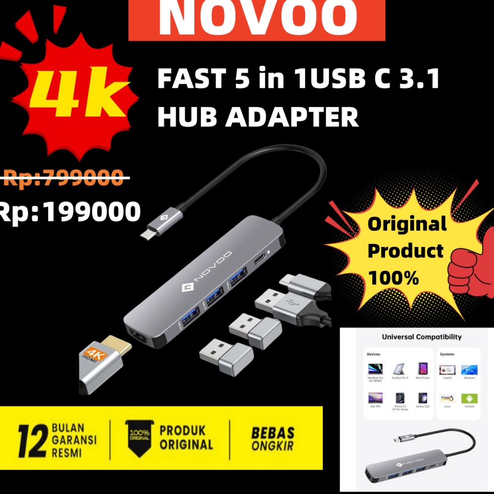 Jual Harga SpesialUSB C Hub 4K HDMI Adapter for MacBook ProAir USB C ...