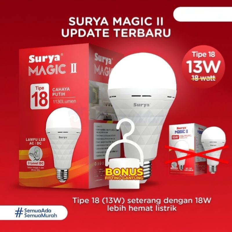 Jual (Lampu Cas) SURYA LED MAGIC LAMPU EMERGENCY 18W BOHLAM 18 WATT ...