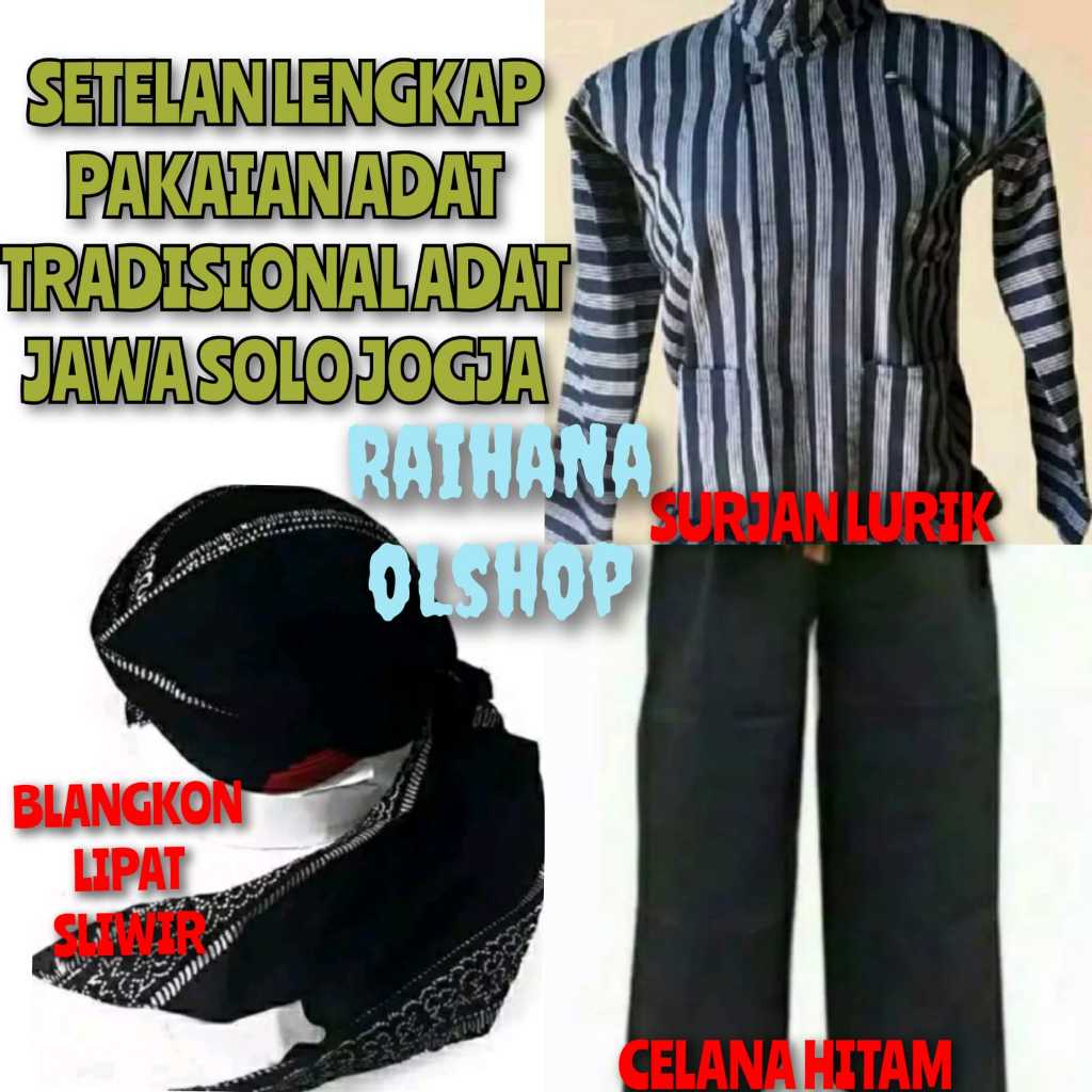 Jual SURJAN LURIK ABU HITAM + CELANA HITAM + BLANGKON LIPAT SLIWIR ...