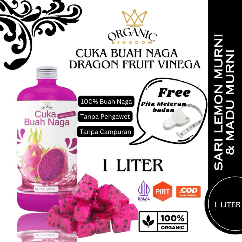 Jual Cuka Buah Naga 1 Liter Dragon Fruit Vinegar Probiotik | Shopee ...