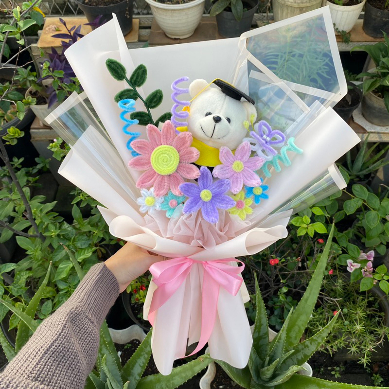 Jual Jolie Bouquet || Buket boneka bunga kawat bulu/pipecleaner ...