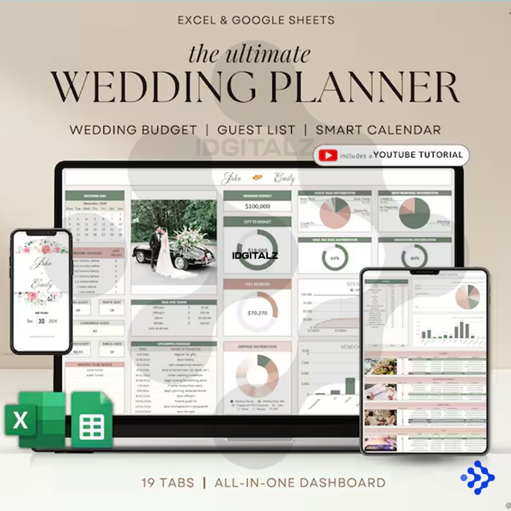 Jual [T0111] Ultimate Wedding Planner Spreadsheet Excel & Google Sheets ...