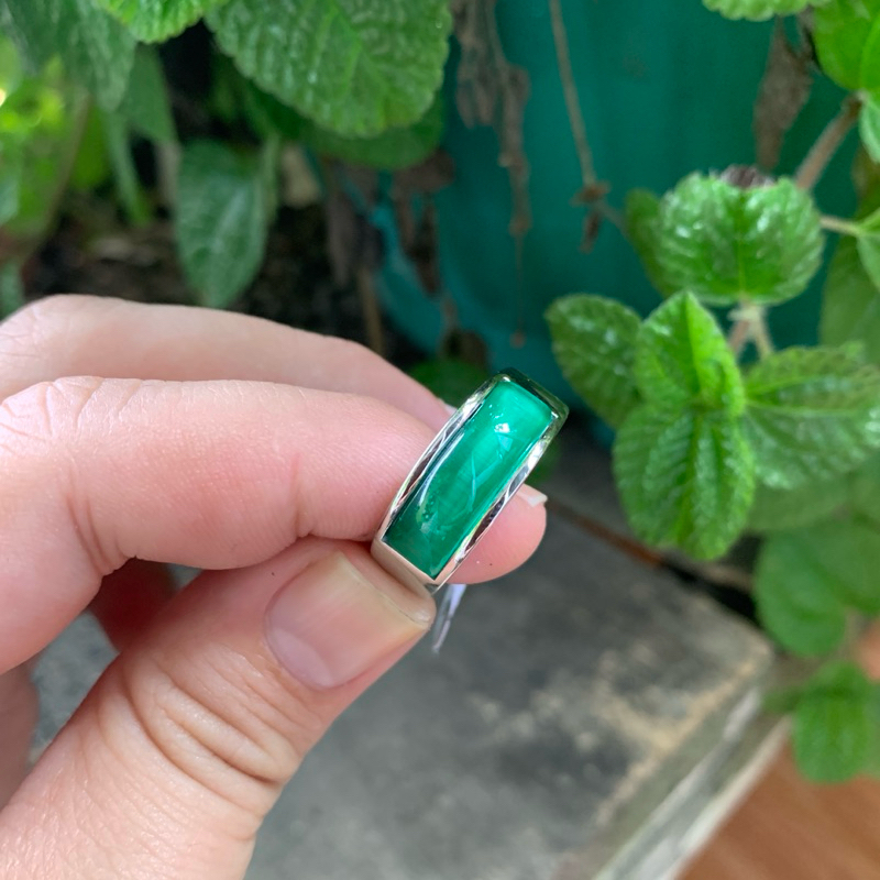 Jual Cincin Batu Giok Cat Eye Elegan Minimalis Kantoran Ring Silver ...