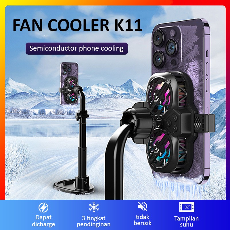 Jual Double Fan Cooler HP With Tripod K11 | Cooling Fan Handphone Type ...