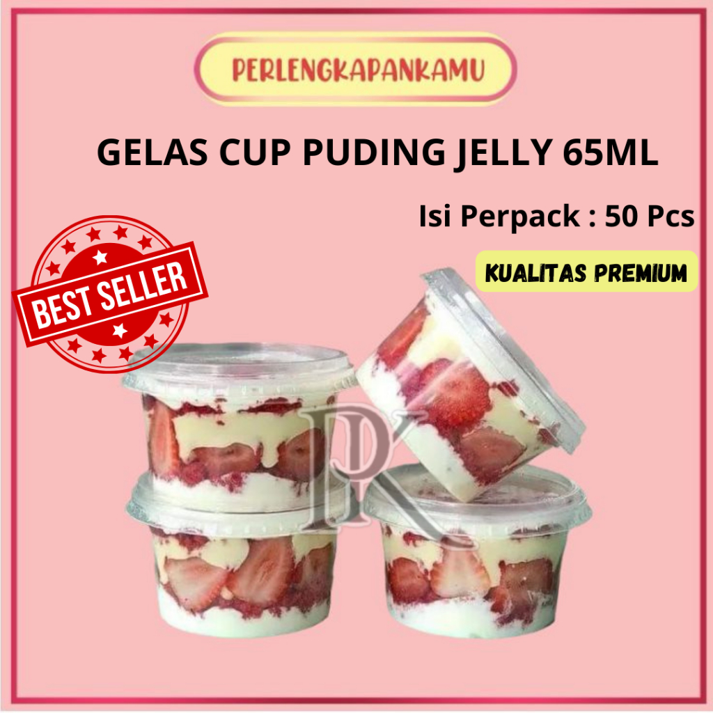 Jual Gelas Plastik Bening Universal 50 ml 65ml / Cup Pudding Jelly Ice Cream Agar Transparan ...