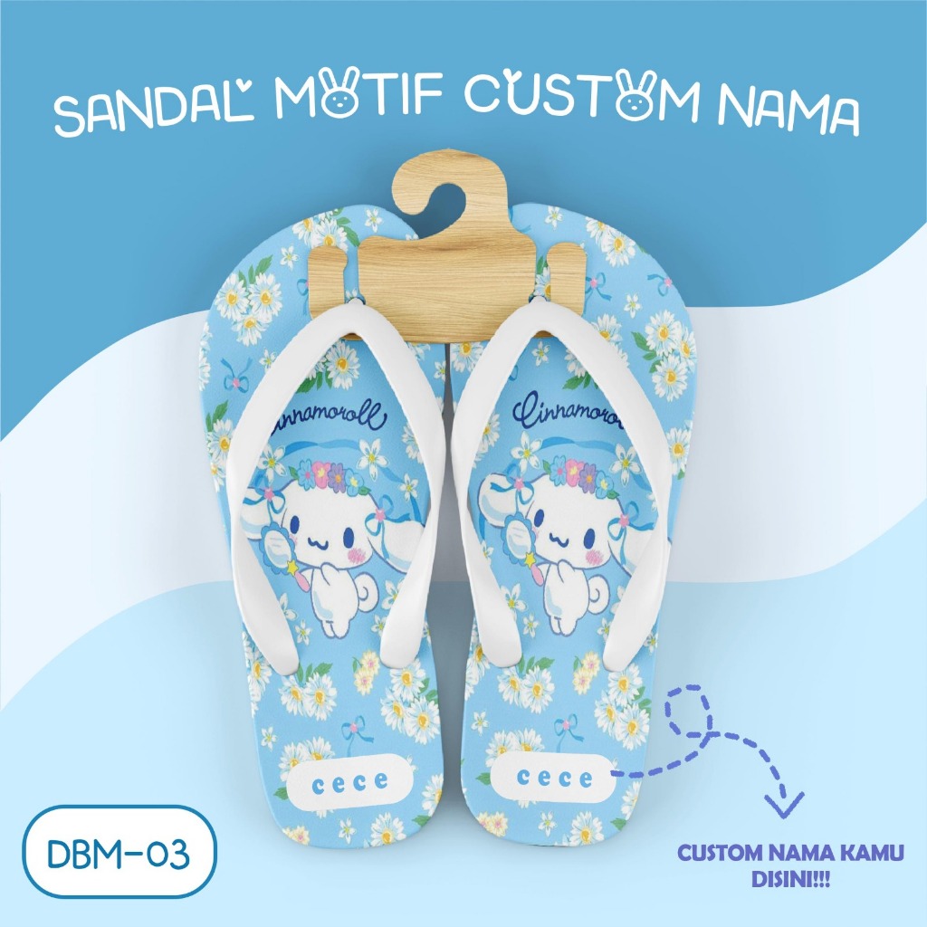 Jual [SANDAL JEPIT V2] Cinnamonroll Custom Nama (DBM-03), JEPITNATION ...